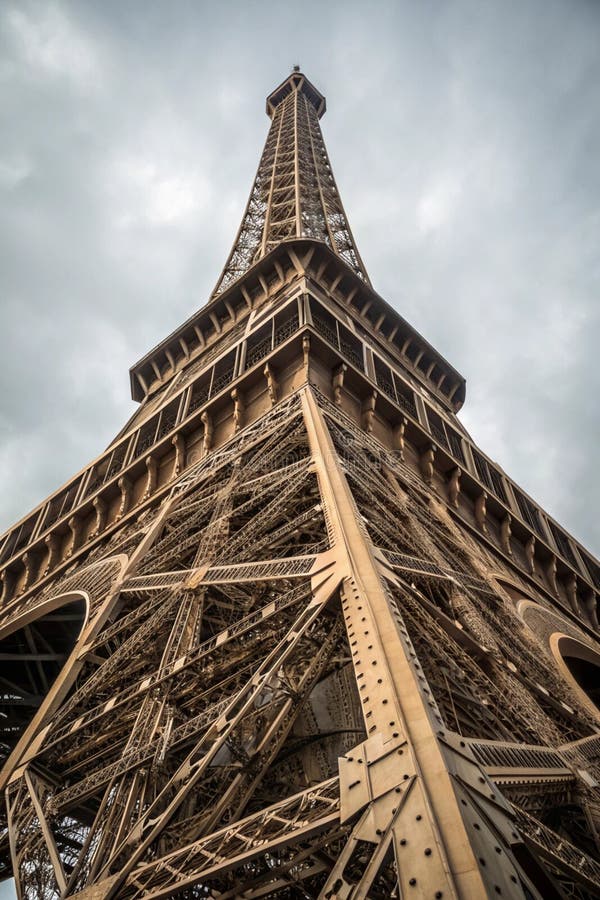 Eiffel Tower Architecture Detail, Bottom View Stock Illustration - Illustration of view ...