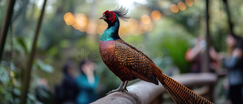 A Unique Pheasant with a Bright Red Mohawk-like Crest on Its Head Stock ...