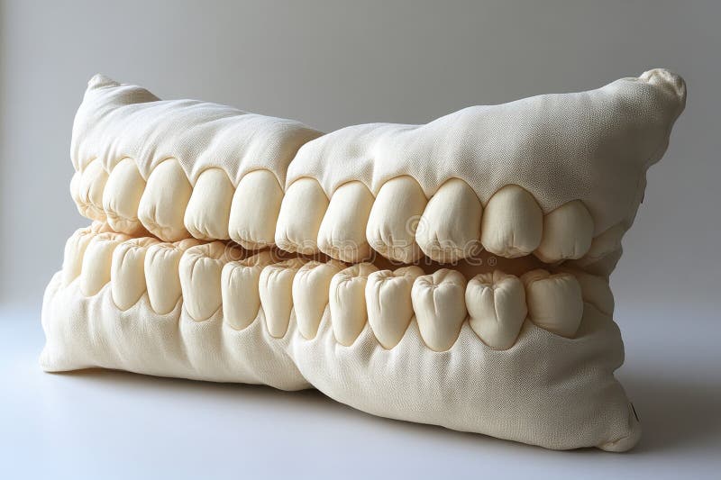 Unique Pillow Design Combining Cute Gums and Teeth on a White ...