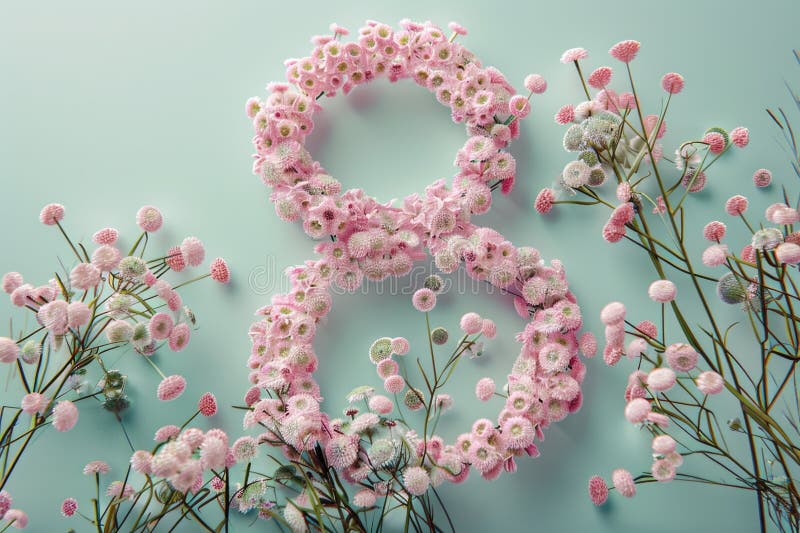 A Unique Pink Flower Arrangement Forms the Number 8 Symbol Stock Photo ...