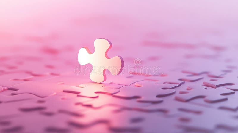 Unique Pink Puzzle Piece Standing Out from the Rest in Soft Lighting ...