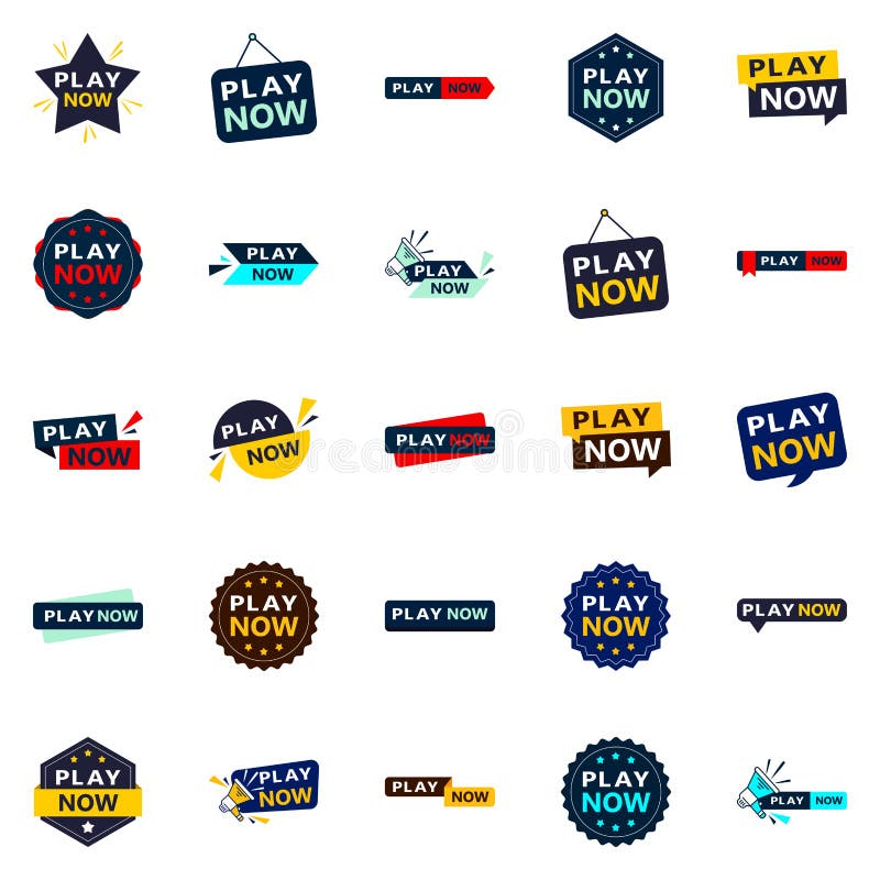 25 Unique Play Now Banners To Help Your Business Stand Out Stock Vector ...
