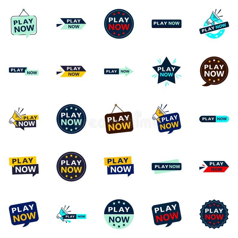 25 Unique Play Now Banners To Help Your Business Stand Out Stock Vector ...