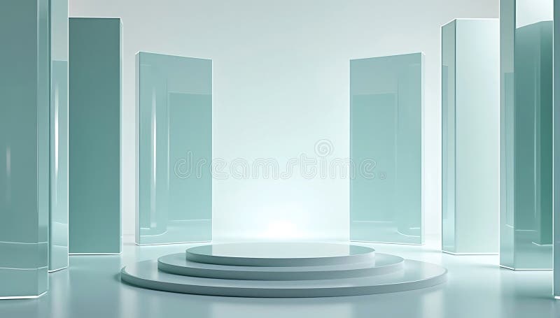 A Unique Podium Design Featuring Floating Glass Panels with Reflective ...