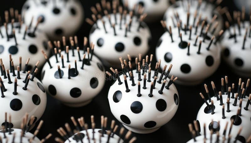 Unique Polka-dotted Objects with Protruding Sticks Create a Playful and ...