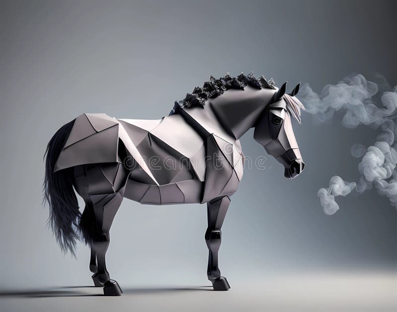 The Polygonal Horse - AI Generated Artwork Stock Illustration ...