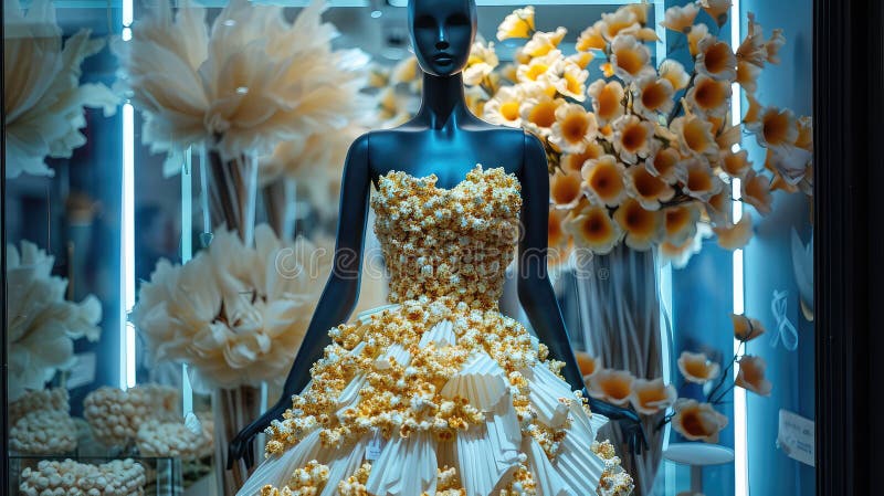 Unique Popcorn Dress on Mannequin in Boutique Display Stock Image ...