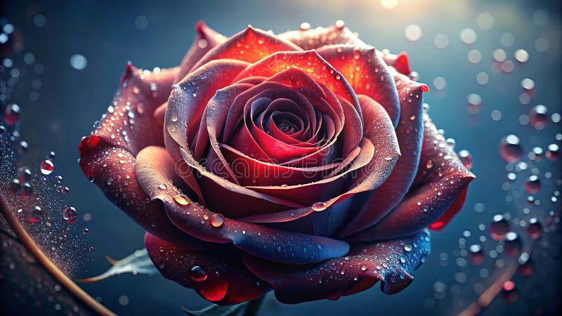 Unique Postcard with the Image of a Rose in Dew Drops on a Background ...