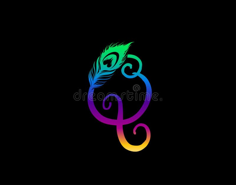 Unique Q Letter Decorated with Exotic Peacock Feather Stock Vector ...
