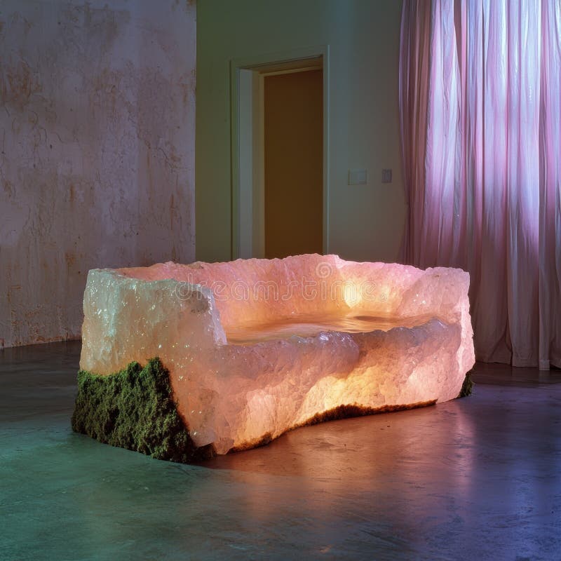 A Unique Quartz Crystal Sofa Illuminated in a Room. Stock Illustration ...