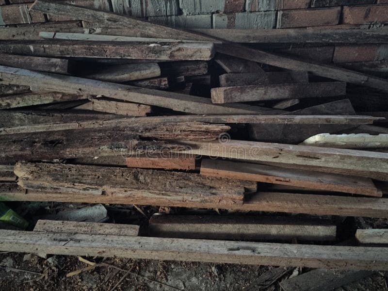 Unique Reclaimed Wood Stack. Dark, Dramatic Texture Stock Photo - Image ...
