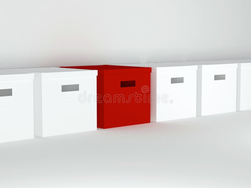 Unique Red Box in Row with Other Boxes Stock Illustration ...