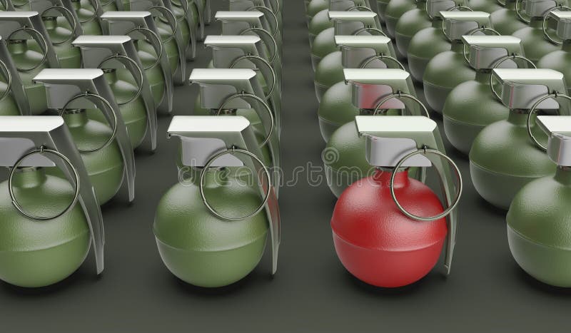 Concept Image with Unique Red Grenade Stock Illustration - Illustration ...