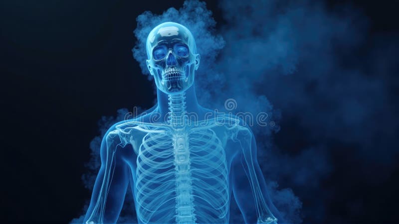 Unique Representation of a Human Skeleton Illuminated with Blue Smoke ...
