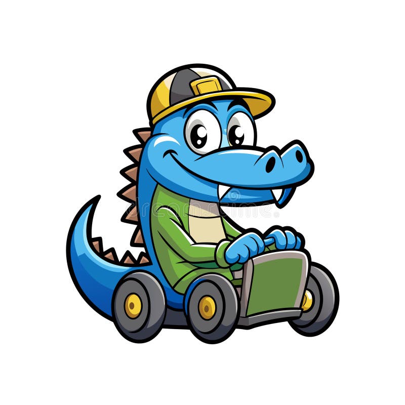 Unique Retro Driving Alligator Design Stock Illustration - Illustration ...