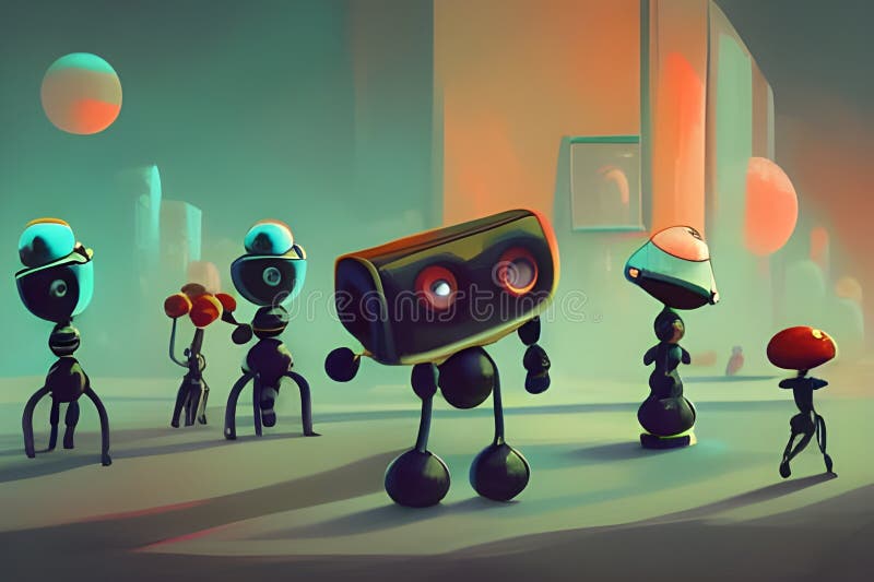 Unique Robot Characters Interacting in a Surreal Environment ...