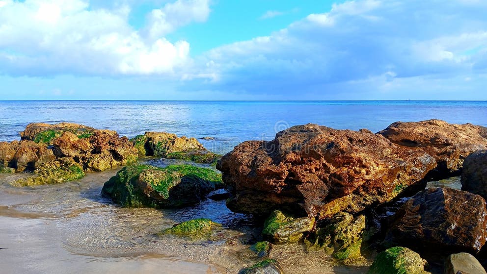 Unique Rock Masses on the Bizerte Corniche Beach Stock Image - Image of ...