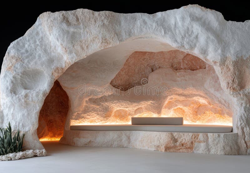 Unique Rock Cave Interior with Built-in Seating. Stock Illustration ...