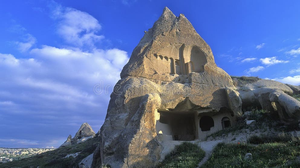 Unique Rock Formation with Cave Structures in Cappadocia, Turkey Stock ...