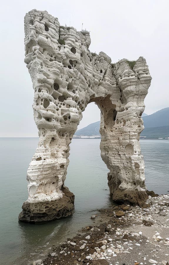 Unique Rock Formation in the Coastal Area Features Hollowed Structure ...