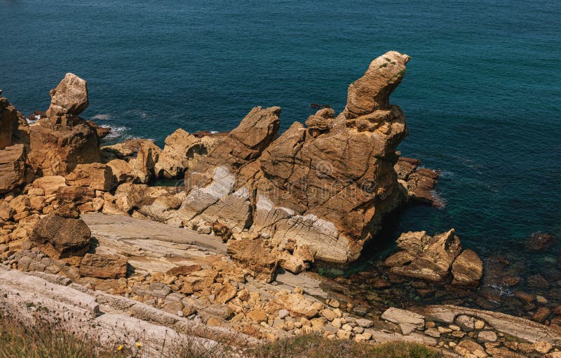 Unique Rock Formations Along a Stock Photo - Image of shoreline, scenic ...