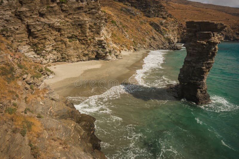Unique Rock Formations on the Beach Grias Pidima, Andros, Greece Stock ...
