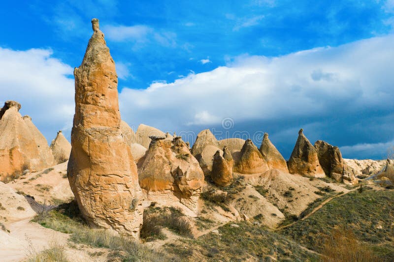Unique Rock Formations in Cappadocia Stock Photo - Image of mount ...