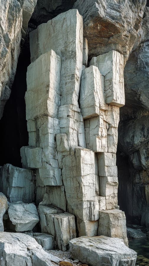Unique Rock Formations in a Cave at Dawn with Dramatic Lighting and ...