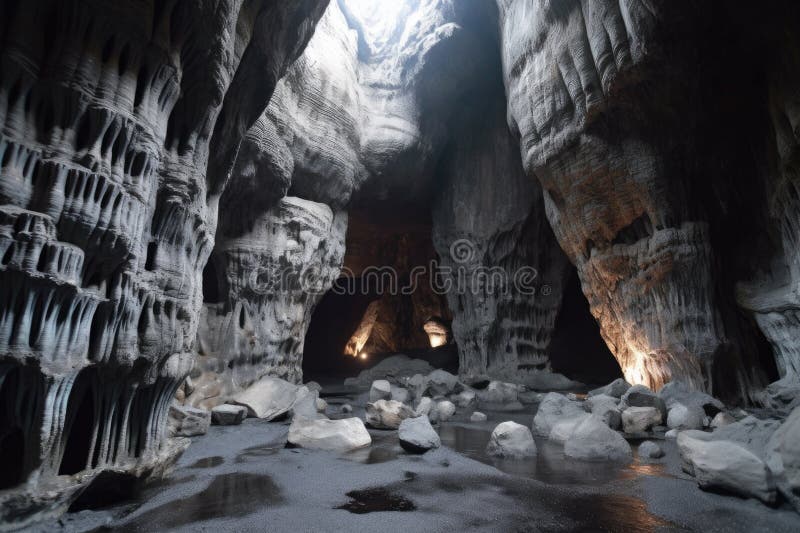 Unique Rock Formations Inside a Lava Tube Cave Stock Photo - Image of ...