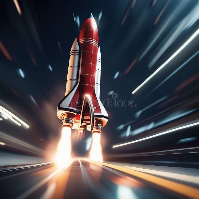 Rocket Background Flying at High Speed Stock Illustration ...