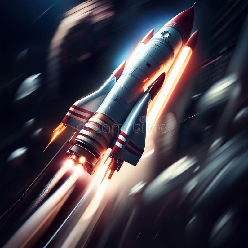 Rocket Background Flying at High Speed Stock Illustration ...