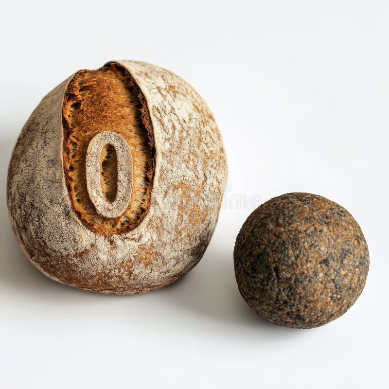 Unique Round Bread and Stone Comparison Showcasing Texture and Shape in ...