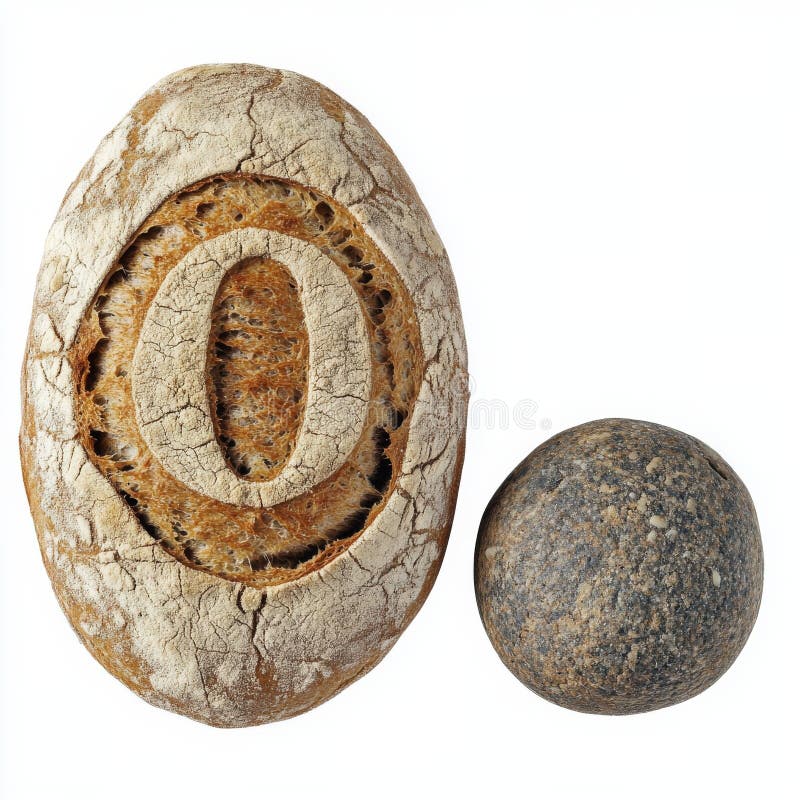 Unique Round Bread and Stone Comparison Showcasing Texture and Shape in ...