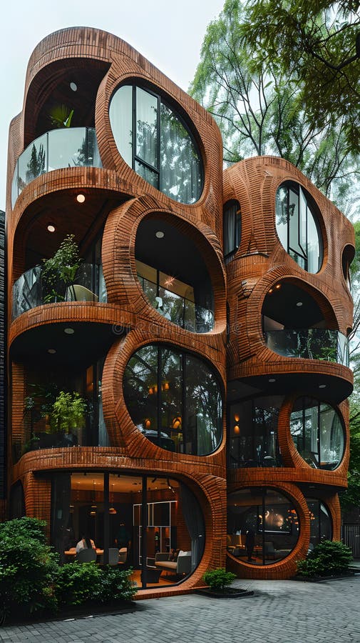 Modern Curved Architecture of Contemporary Urban Building Stock Photo ...