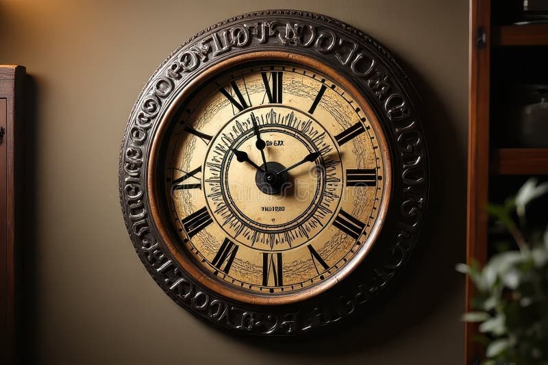 Unique Runic Symbol Clock with Antiquated Design Stock Illustration ...