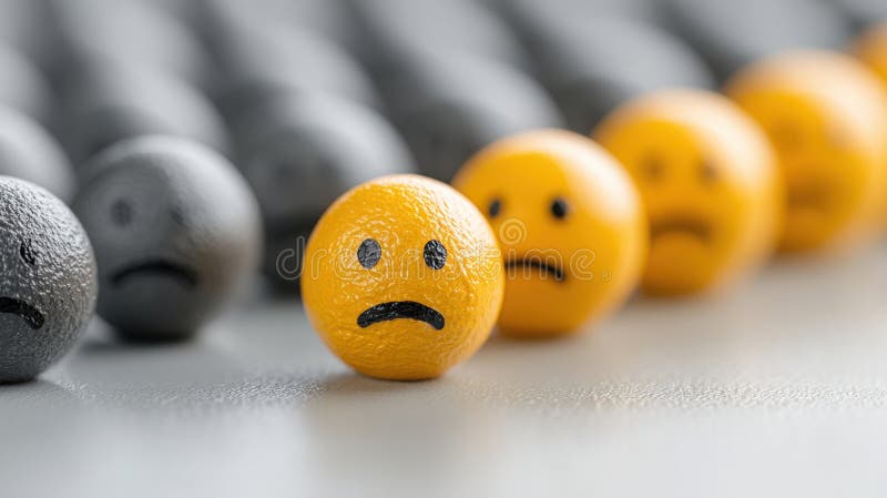 Unique Sad Face among Row of Oranges Illustrating Leadership Style ...