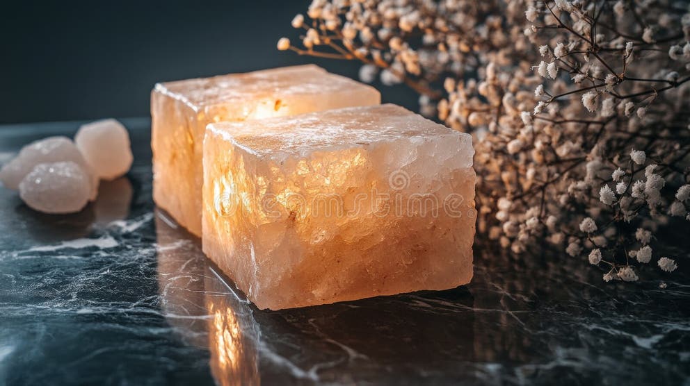 Unique Salt Blocks Illuminated with Soft Light Against a Dark ...
