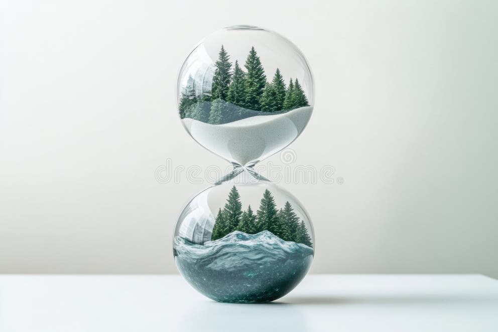 Unique Sand Timer Showcasing a Forest Above and Ocean Below ...