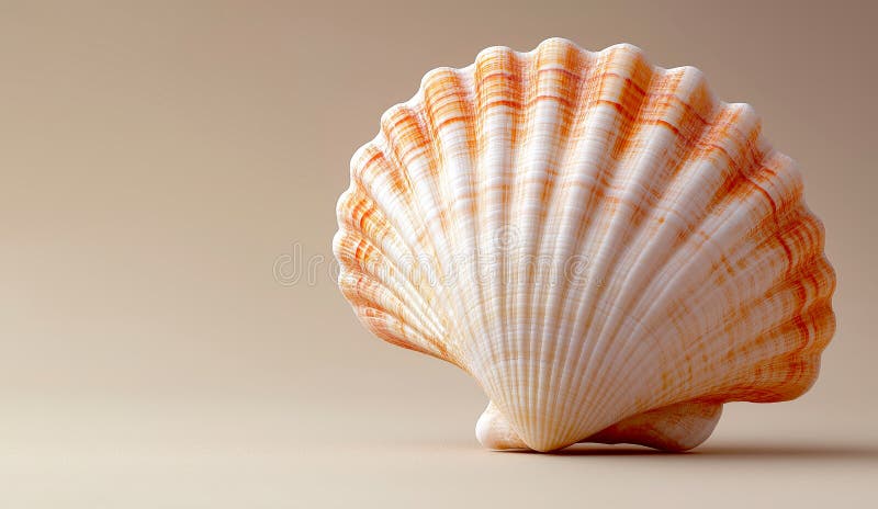 Unique Scallop Shell Displayed on a Smooth Surface with Warm Colors in ...