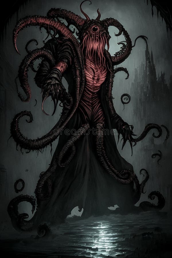 Unique and Scary Portrait of a Cosmic Horror Monster Stock Illustration ...