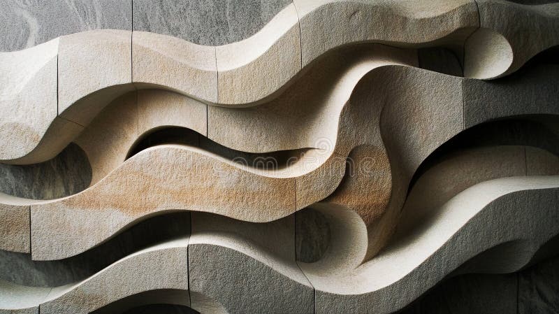 A Unique, Sculptural Stone Wall Design.. Stock Photo - Image of wall ...
