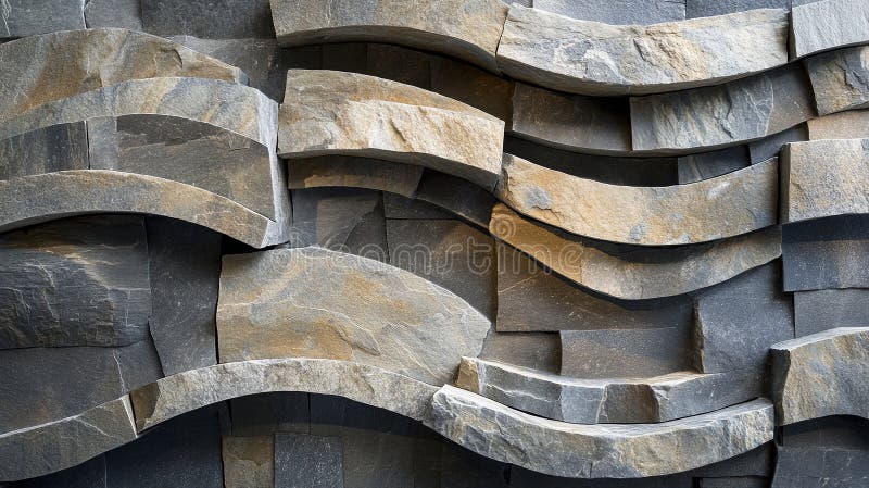 A Unique, Sculptural Stone Wall Design.. Stock Photo - Image of dirty ...