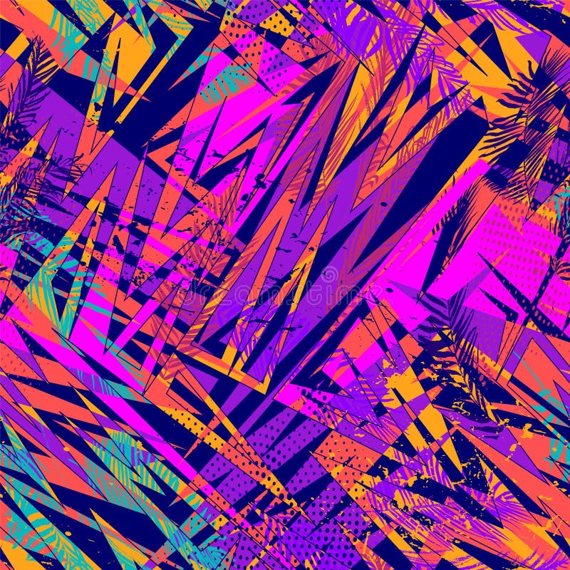 Unique Seamless Abstract Exotic Artwork with Curved Geometry Elements ...