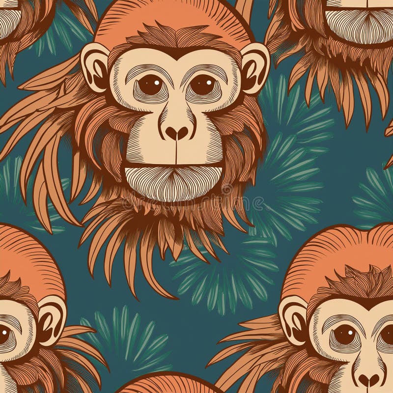 Unique Seamless Monkey Pattern Design in Vibrant Colors for Creative ...