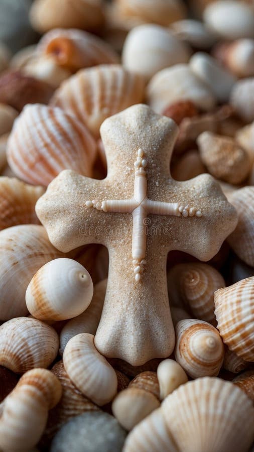 Unique Seashell Cross for Coastal or Religious Concept. Stock Image ...