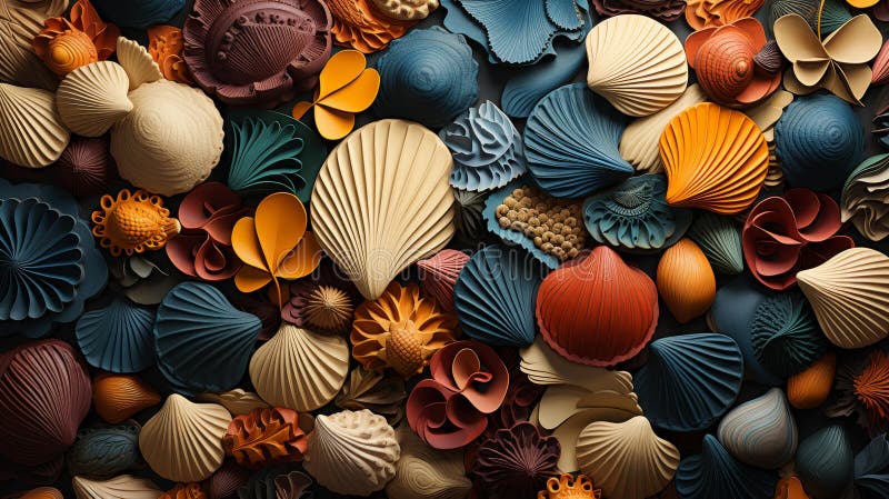 Unique Seashell Patterns with Earth Tones and Intricate Flat ...
