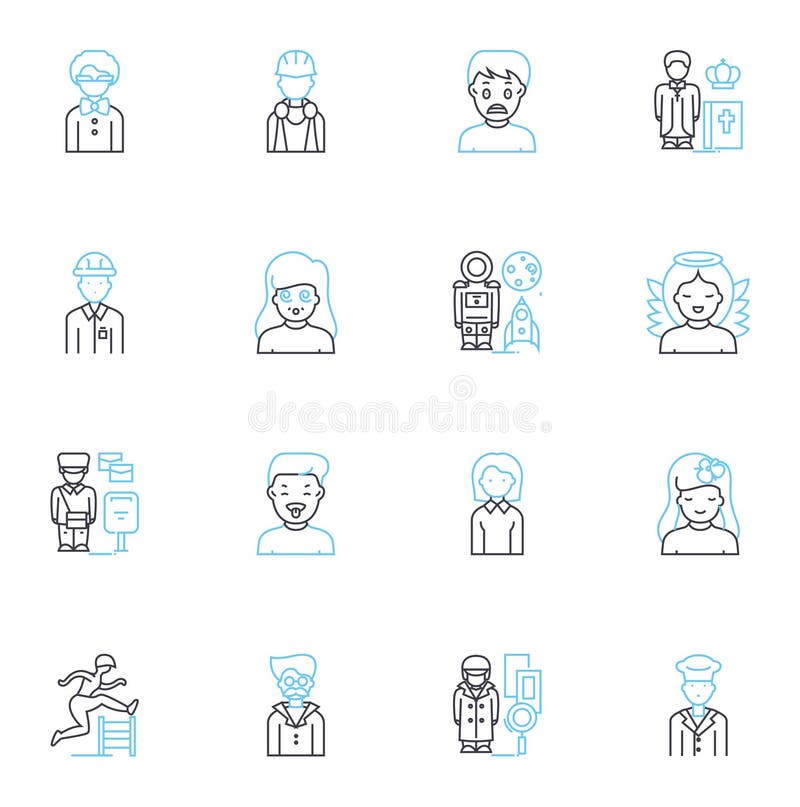 Unique Self Linear Icons Set. Individuality, Authenticity, Uniqueness ...