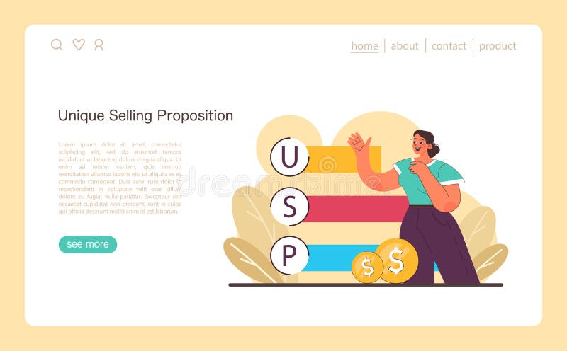 Unique Selling Proposition Concept. Flat Stock Vector - Illustration of ...