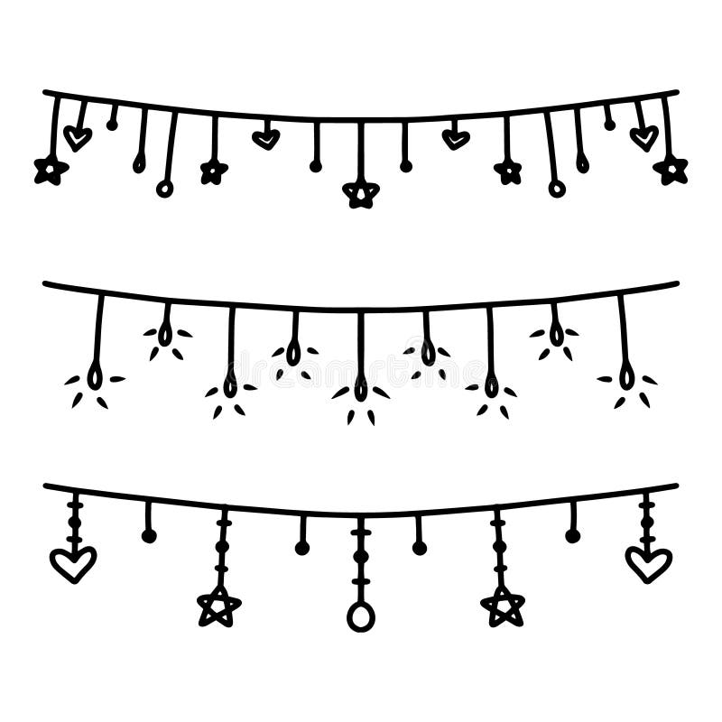 A Unique Set of Hand-drawn Garlands for the Holidays. Holiday ...