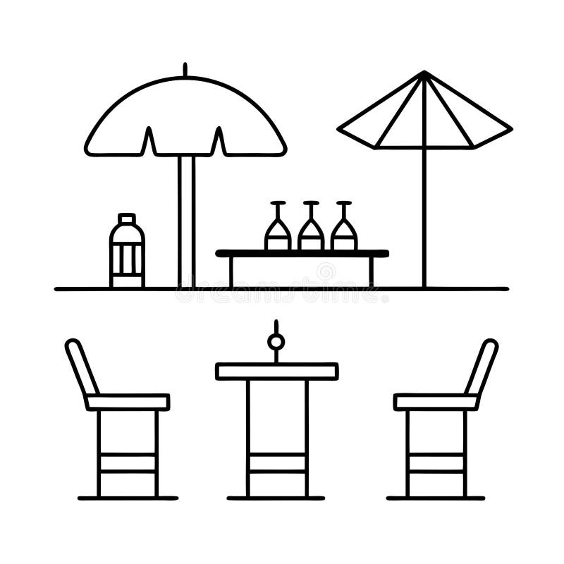 Rooftop Bar Icons for Outdoor Design Stock Vector - Illustration of ...